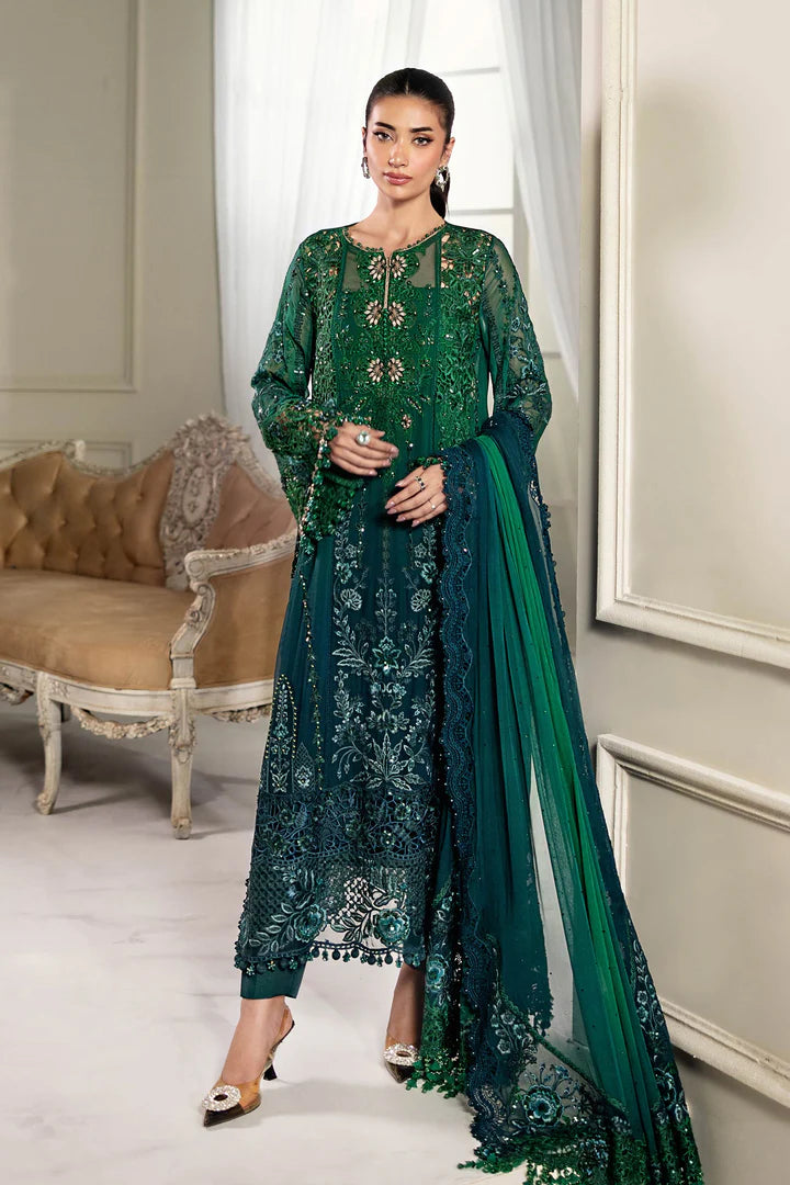 MPC-25-106 Maria B Luxury Green Chiffon Suit with 3D Embroidery Dupatt ...